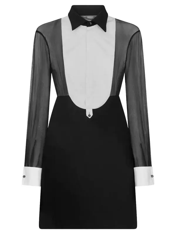 Dsquared2 Bib-collar Sheer-panelled Minidress - Black