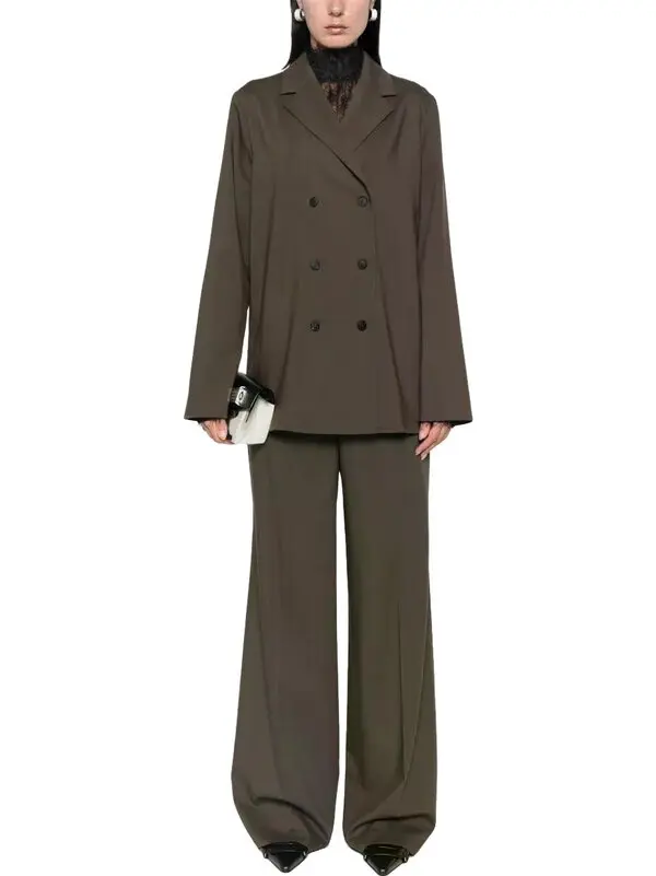 RÓHE Earth Virgin Wool Double-breasted Tailored Blazer - Brown
