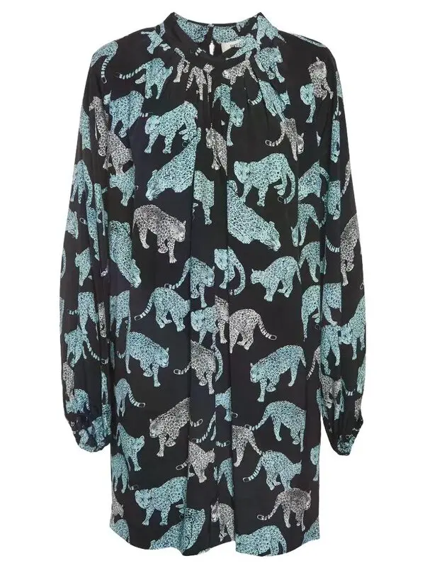 Diane Von Furstenberg Leopard-print Mini Dress - Black
