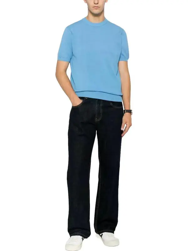 MANUEL RITZ Crew-neck Short-sleeve Top - Blue