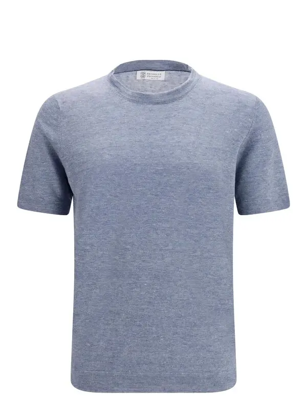 Brunello Cucinelli Linen And Cotton Crewneck T-shirt - Blue