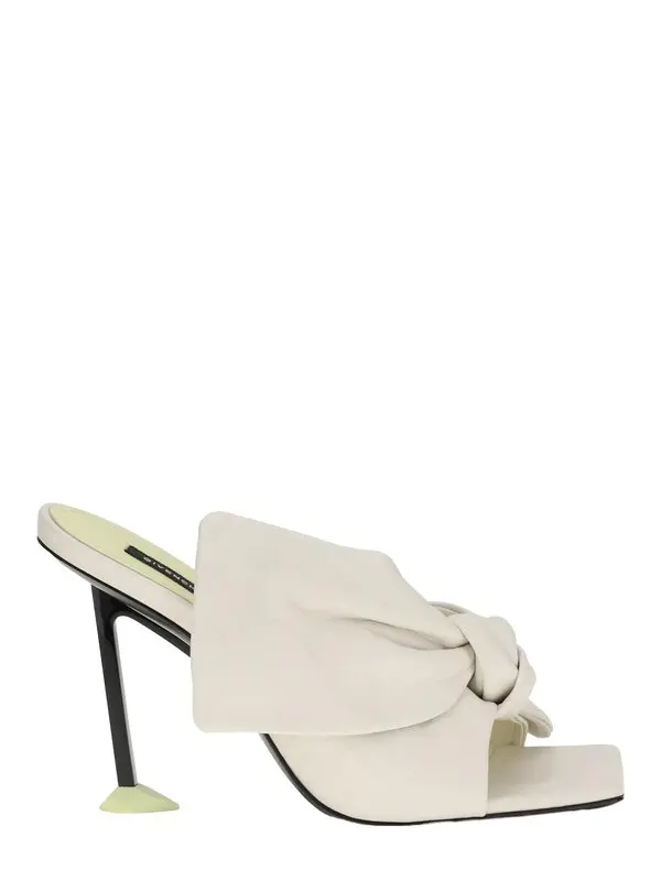 Givenchy Shearling Nappa Leather Heeled Mules With Bow Detailing - White