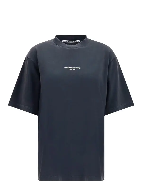 Alexander Wang Short Sleeve T-shirt With Central Logo - Gray