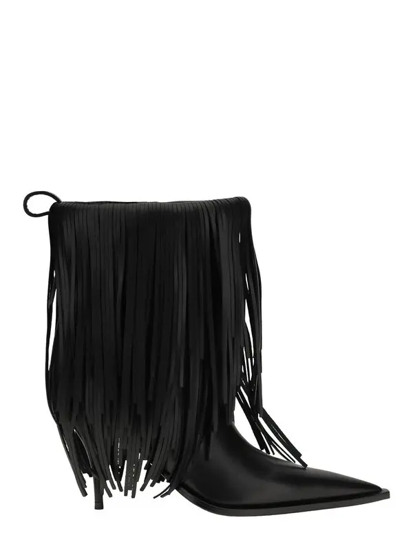 Balenciaga Avenue Fringe Ankle Boots - Black
