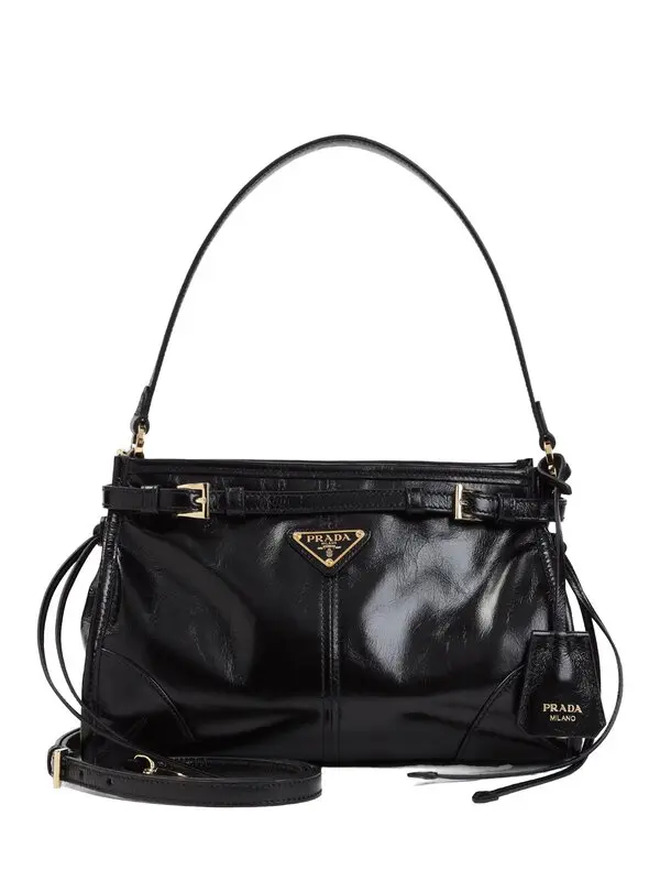Prada Bonnie Small Leather Hobo Bag - Black