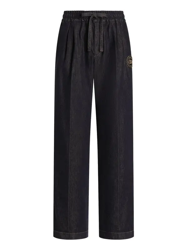 Dolce & Gabbana Denim Joggers With Patch - Multicolor
