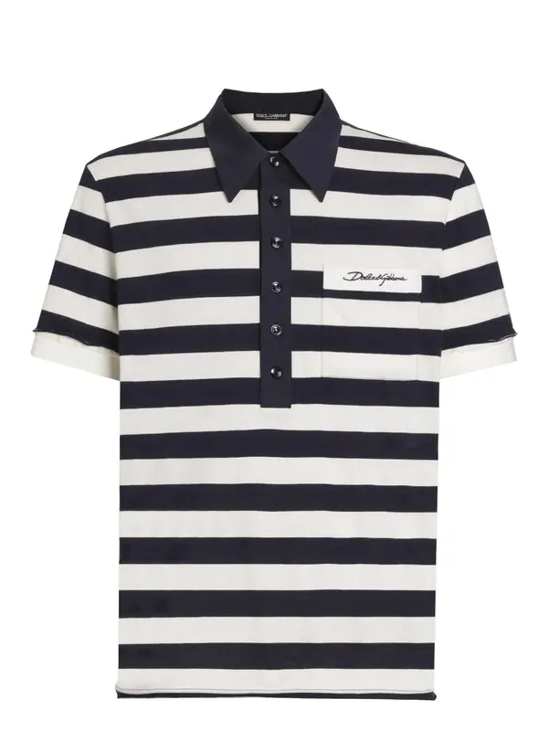 Dolce & Gabbana Striped Jersey Polo Shirt - Multicolor