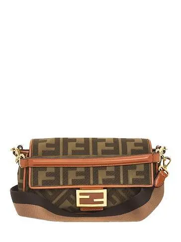Fendi Zucca Monogram Canvas Baguette Shoulder Bag - Brown