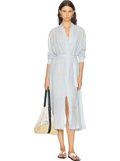 TOTEME Belted Cotton Voile Midi Dress - Sky