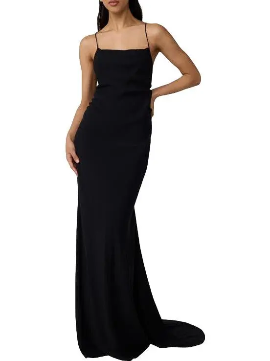 Diane Von Furstenberg Stanton Lace Detail Crossback Gown - Black