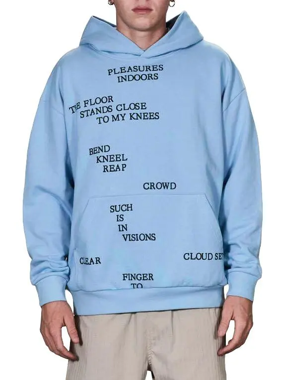 PLEASURES Graphic Print Fleece Hoodie - Blue