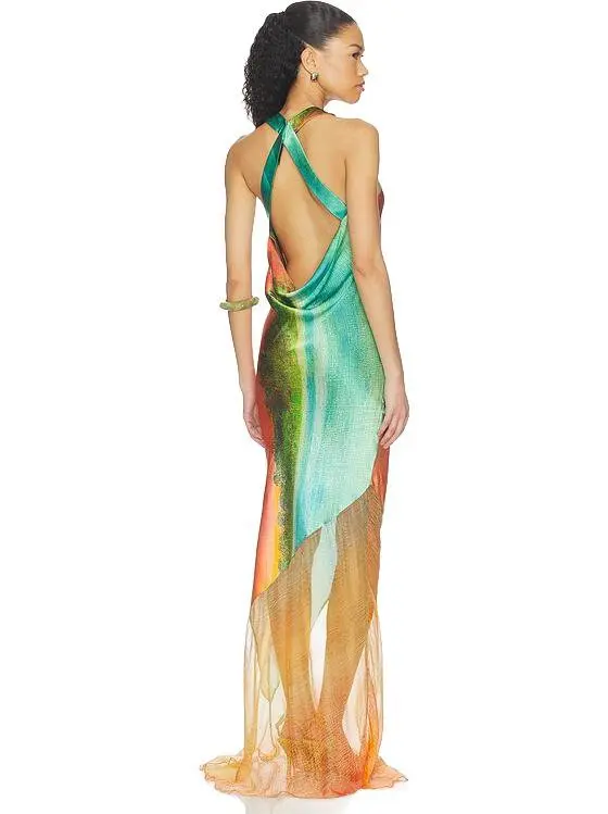 DONDE ESTEBAN Silk Long Dress - Multi