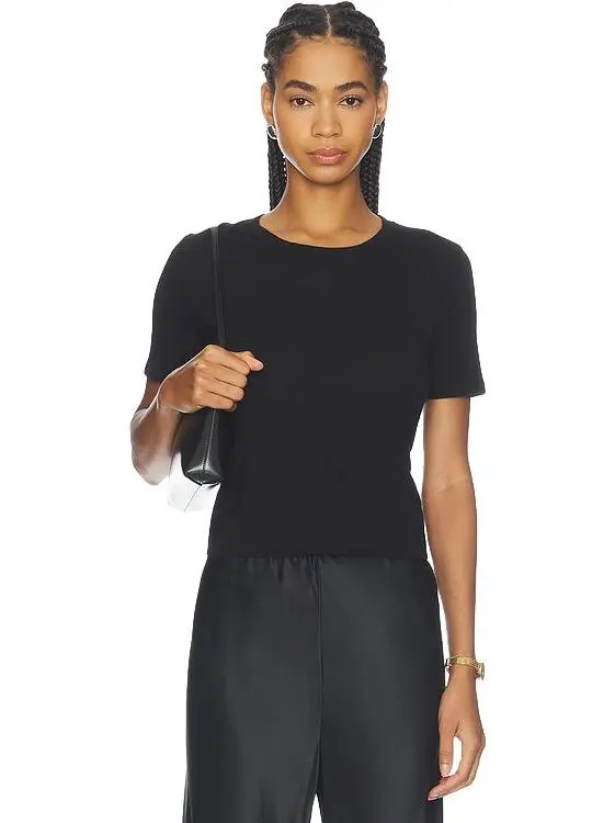 L'Agence Stormy Short Sleeve Crop Crew Neck Tee - Black