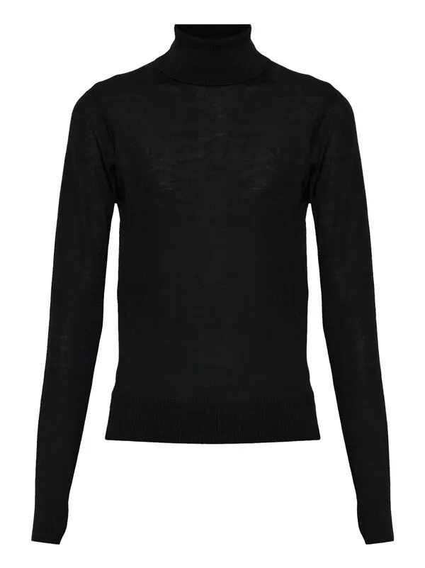 Dsquared2 Wool Turtleneck With Embroidered Logo - Black