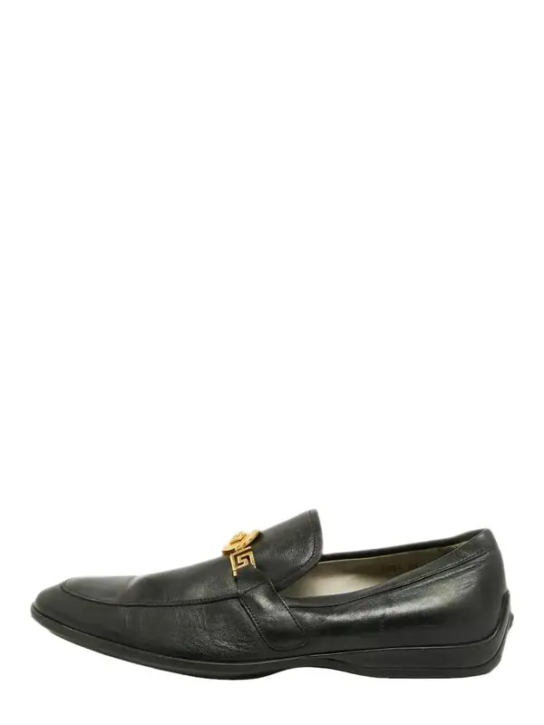 Versace Medusa Buckle Leather Loafers - Black