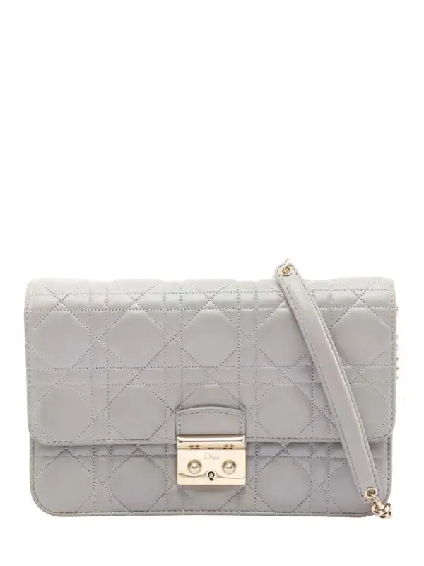 Dior Lambskin Cannage Miss Promenade Wallet On Chain - Grey