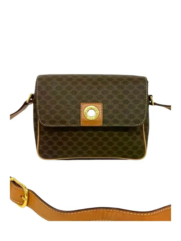 Celine Macadam Coated Canvas Crossbody Bag - Brown