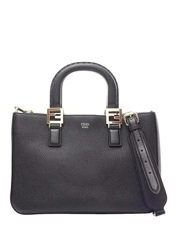 Fendi Grained Leather Satchel - Black