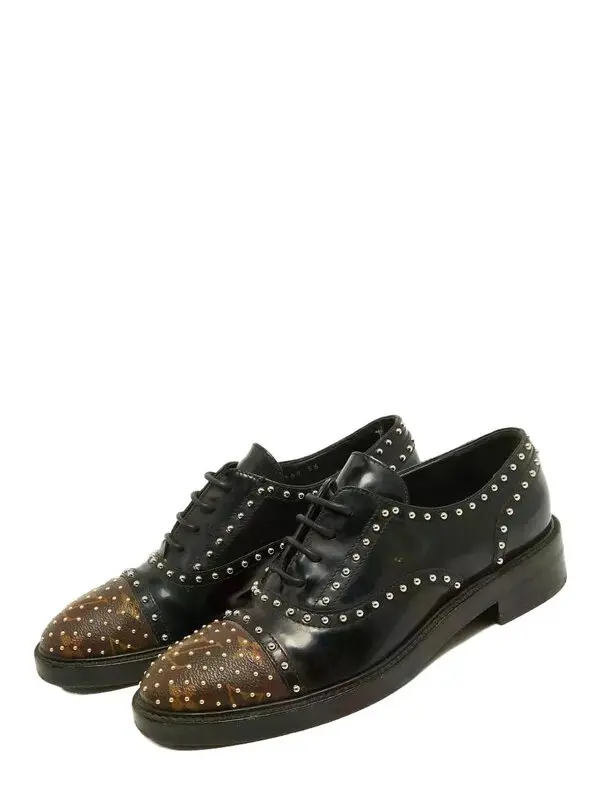 LOUIS VUITTON Monogram Canvas Studded Oxford Shoes - Black