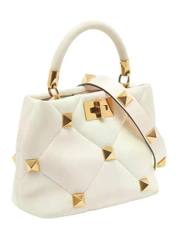 Valentino Garavani Small Roman Stud Quilted Tote Bag - White