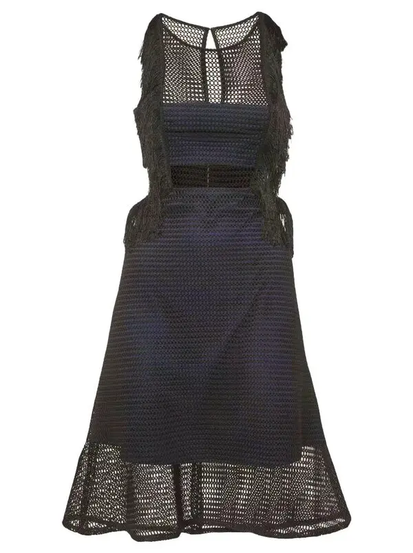 SELF-PORTRAIT Mesh Fringe Dress - Black