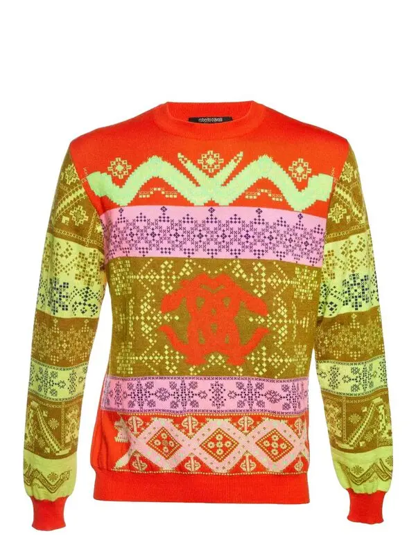 Roberto Cavalli Geometric Jacquard Sweater - Orange