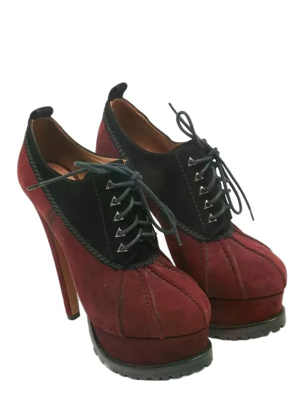 Alaïa Lace-up Suede Heeled Booties - Red