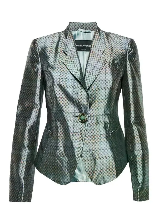 Emporio Armani Geometric-print Blazer - Silver