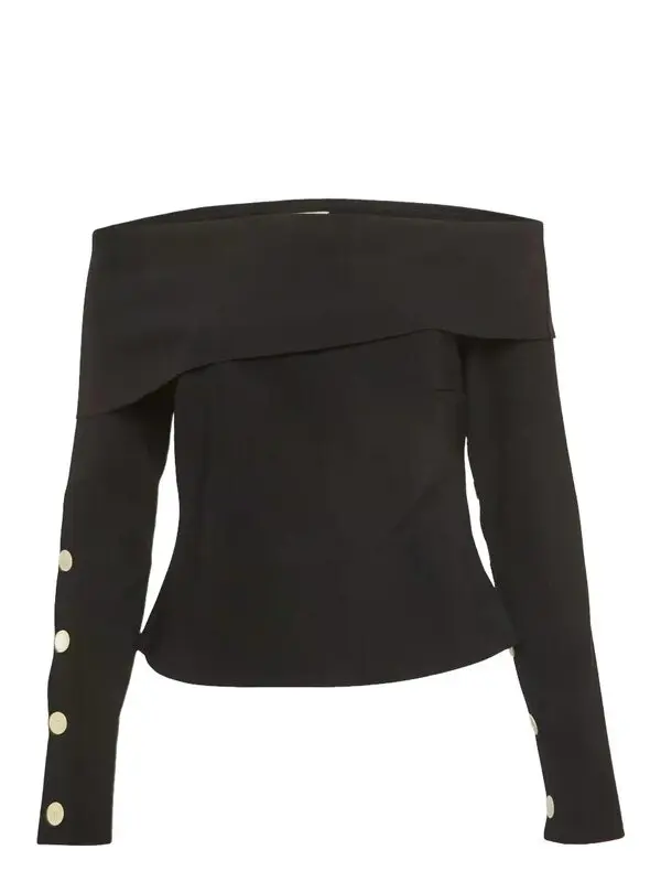 A.W.A.K.E. Mode Draped Neck Long Sleeve Top - Black