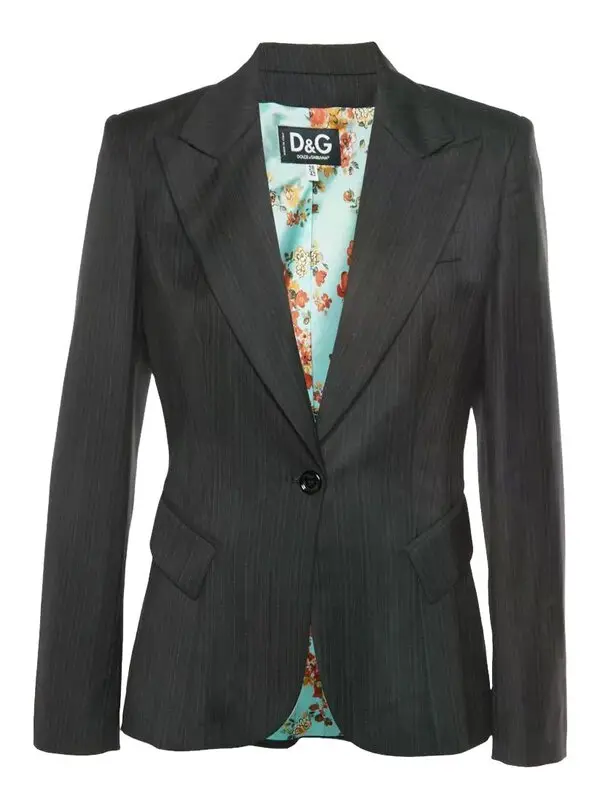 D&G PREOWNED Pinstripe Single-breasted Wool-blend Blazer - Black