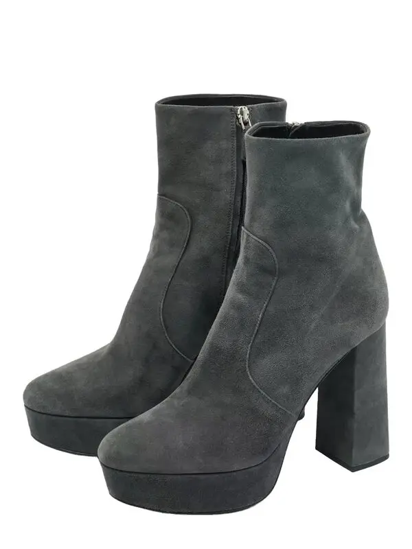 Prada Suede Platform Ankle Boots - Grey