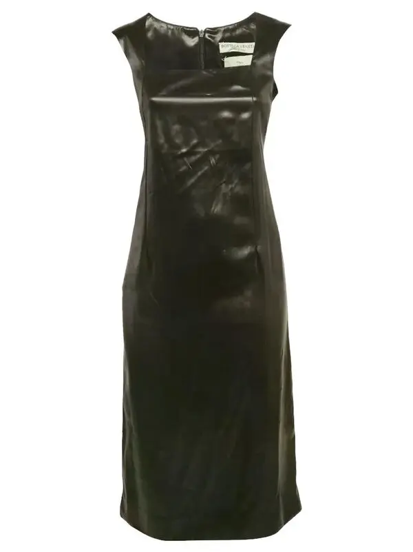 Bottega Veneta Faux-leather Square Neck Sleeveless Dress - Black