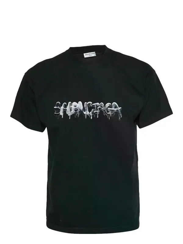 Balenciaga Logo-print Jersey T-shirt - Black