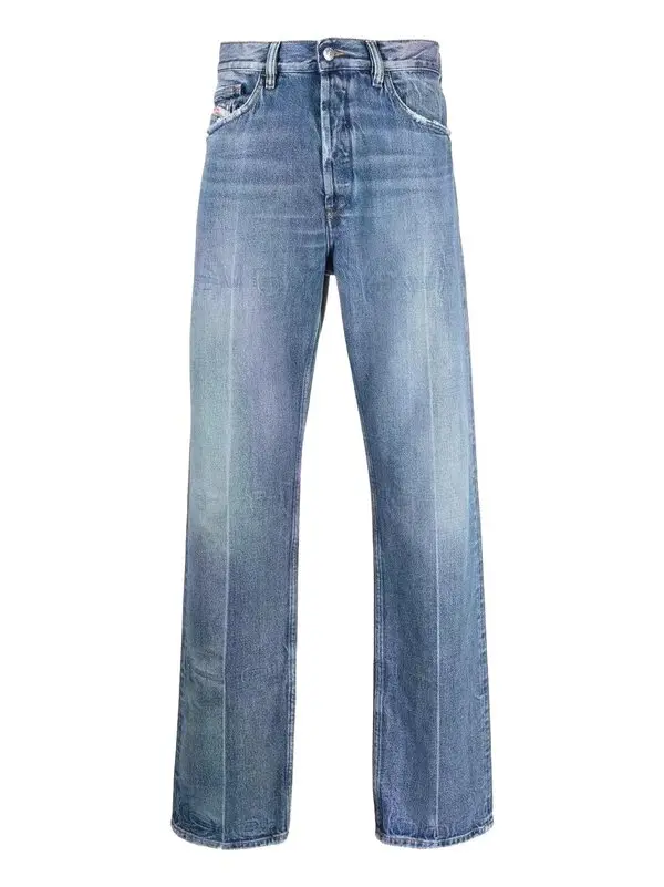 DIESEL® Stonewashed Straight-leg Jeans - Blue