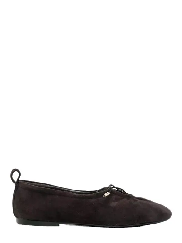 ADRIANNA FERETTI Suede Ballet Flats With Bow Detail - Brown