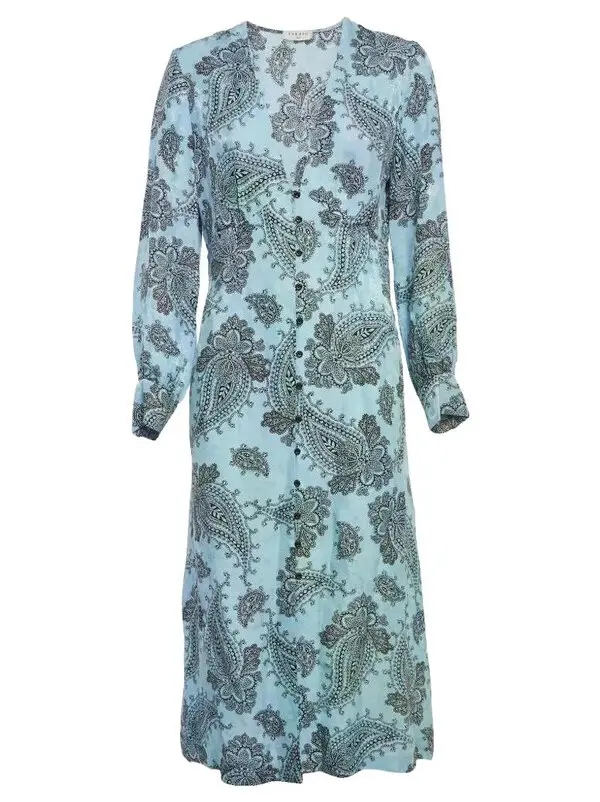 Sandro Paisley Print Button-front Midi Dress - Blue