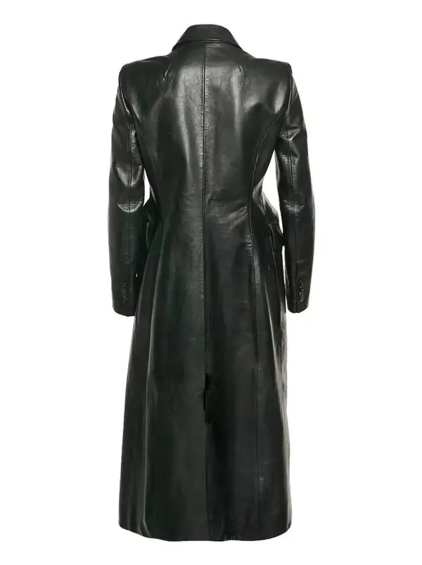 Balenciaga Hourglass Leather Trench Coat - Black