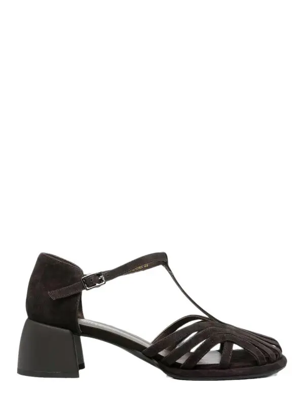 ADRIANNA FERETTI Suede T-bar Sandals - Brown