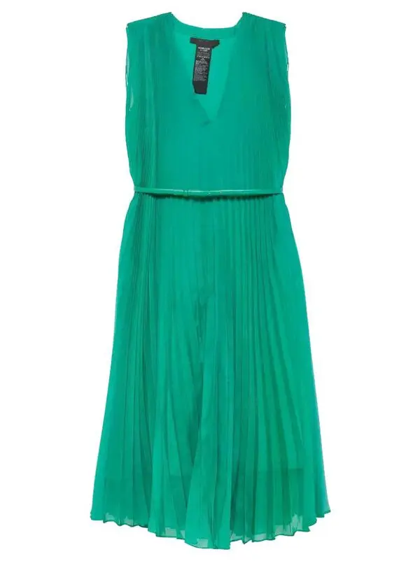 Max Mara Pleated Belted Dress - Green