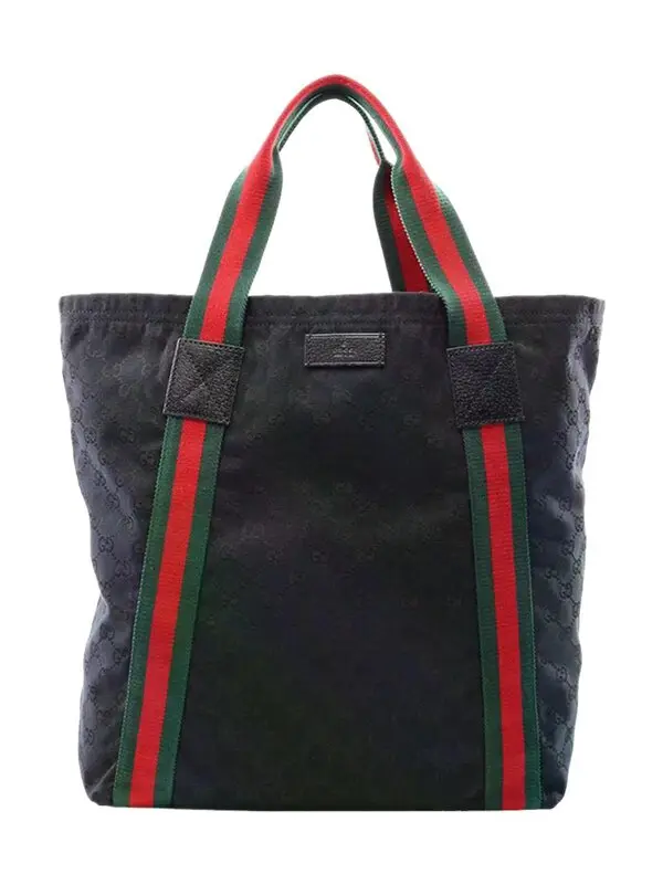 Gucci Gg Canvas Web Tote Bag - Black