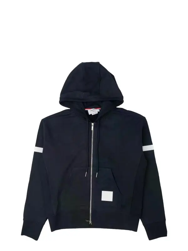 Thom Browne Loopback Jersey Relaxed Zip Up Hoodie - Blue