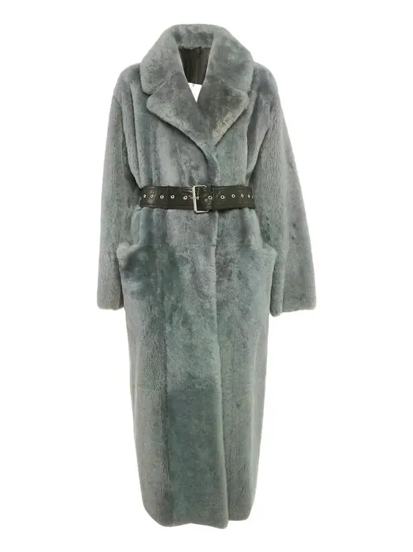 424 Belted Shearling Coat - Grey