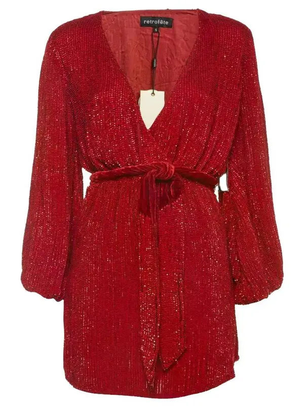 Retrofete Gabrielle Sequin Embellished Mini Dress - Red