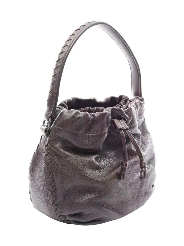 Bottega Veneta Intrecciato Trimmed Drawstring Handbag - Brown
