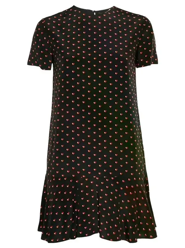Saint Laurent Silk Heart Print Mini Dress - Black