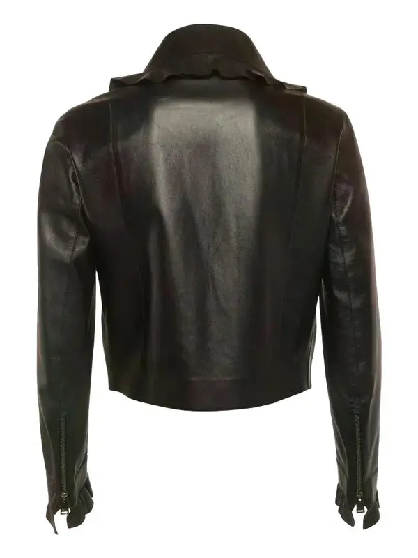 Fendi Floral Embellished Leather Jacket - Black