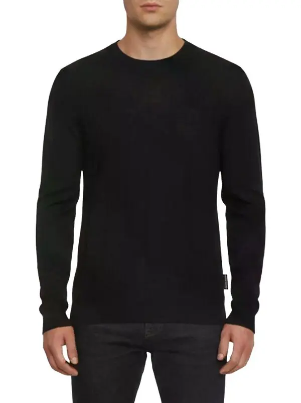 Emporio Armani Crew-neck Fine-knit Long-sleeved T-shirt - Black