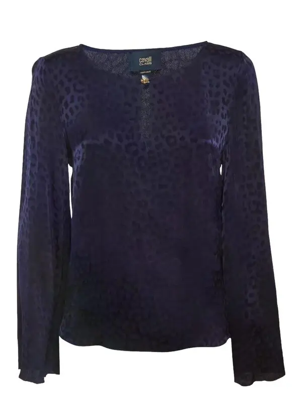 Roberto Cavalli Animal-pattern Crepe Top - Blue