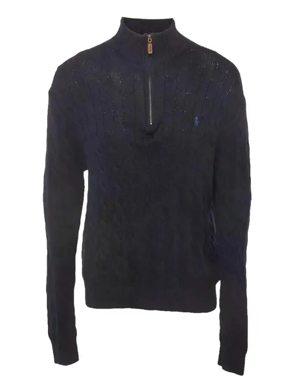 Polo Ralph Lauren Navy Cotton Cable Knit Quarter-zip Sweater - Blue