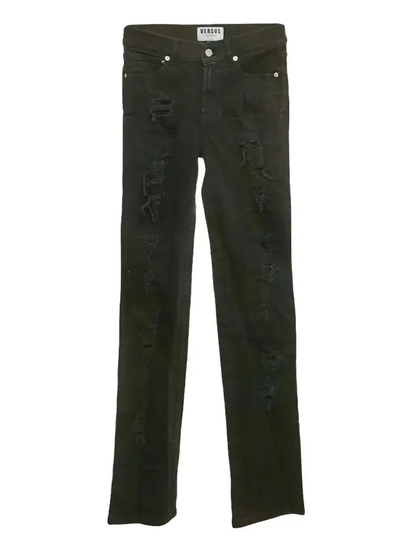 VERSUS Distressed Slim Cut Jeans - Black